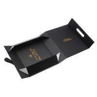 China Custom Printed Collapsible Rigid Magnetic Clasp Boxes Flat Folding Black Cardboard Gift Box for sale