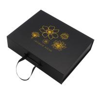 China Custom Printed Collapsible Rigid Magnetic Clasp Boxes Flat Folding Black Cardboard Gift Box for sale