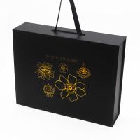 China Custom Printed Collapsible Rigid Magnetic Clasp Boxes Flat Folding Black Cardboard Gift Box for sale