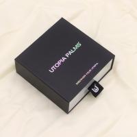 China Custom Printed Drawer Purple Holographic Jewelry Packaging Gift Box for sale