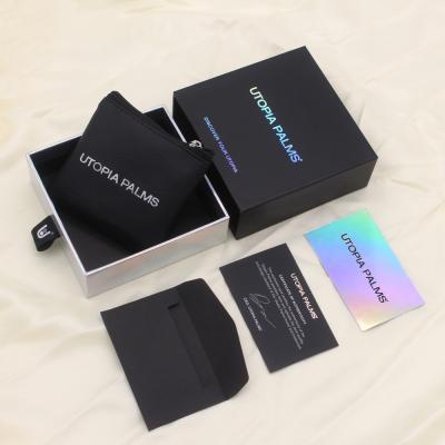 China Custom Printed Drawer Purple Holographic Jewelry Packaging Gift Box for sale