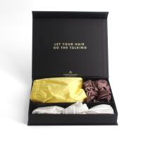 China Custom Printed Silk Scrunchie Gift Boxes Satin Hair Packaging Boxes For Scrunchies for sale