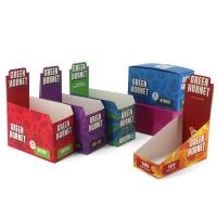 China Promotional Shelf Ready Packaging Tear Away Folding Cardboard Counter Snack Display Box for sale