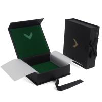 China Custom Printed Cell Moblie Phone Case Black Magnetic Packaging Gift Box With Ribbon for sale