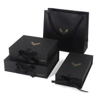 China Custom Printed Cell Moblie Phone Case Black Magnetic Packaging Gift Box With Ribbon for sale