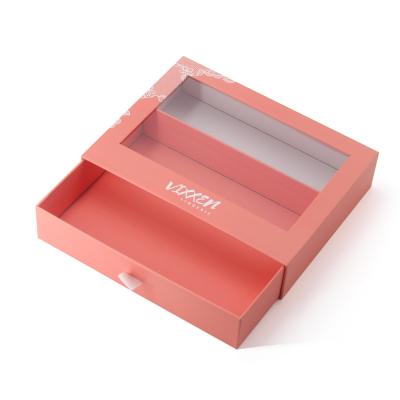 China Custom Logo Printed Pull Out Sleeve Slide Drawer Box Packaging With Window for sale