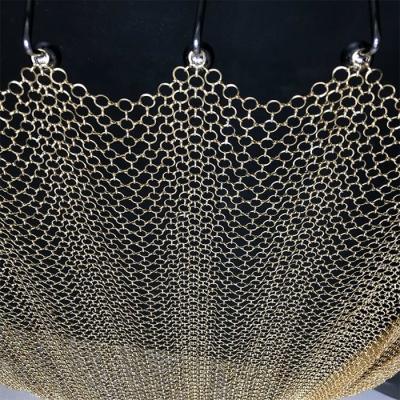 China Anodized Aluminum Chain Link Curtain Decorative Metal Mesh Screen 2mm Ring for sale