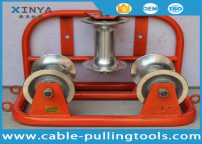 China Ground Corner Pulley 3-Wheel Stringing Block with 10KN Rated Load for Heavy Duty Transmission Line Installation for sale