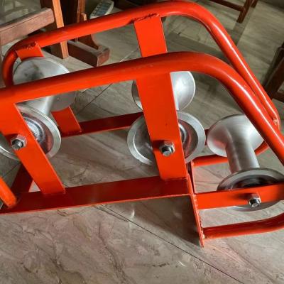 China 3 Drum Corner Cable Pulley Roller 10KN Load Aluminum Wheel for sale