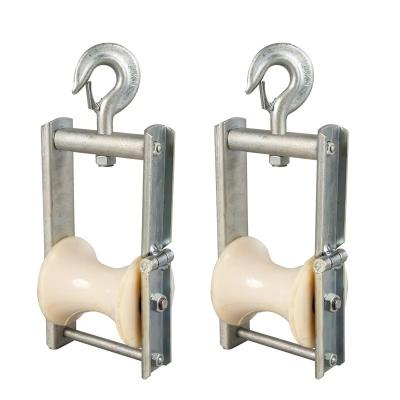China Durable Aerial Cable Pulling Rollers With Aluminum Nylon Sheave Blocks Bunch Conductor Block for sale