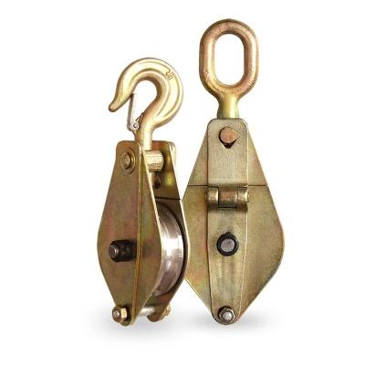 China 1ton 2ton 5ton Stringing Pulley Block Transmission Line Stringing Tools With Steel Double Pulley Block for sale
