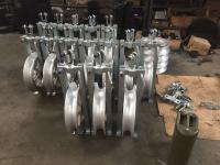 China Aluminum Sheave Stringing Pulley Block with Corrosion Resistant Galvanized Surface and High Load Capacity for Power Line Construction for sale