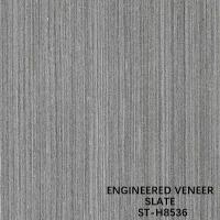 China Engineered Slate Wood Veneer Walnut H8536 Straight Fineline Grain Dark Grey Color For Decoration Lengthened Size 3100mm for sale