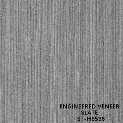 China Engineered Slate Wood Veneer Walnut H8536 Straight Fineline Grain Dark Grey Color For Decoration Lengthened Size 3100mm for sale