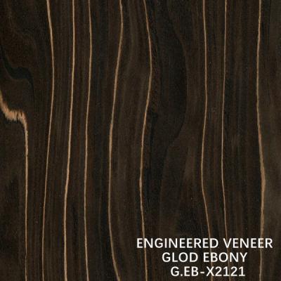 China 2500-3100MM Ebony Engineered Wood Veneer X2121 Gold Irregular Texture Slice Cut For Door for sale
