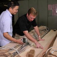 China 0.5mm Thickness Natural Tamo Ash Veneer For Car Interior And Musical Instrument for sale