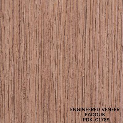 China Engineered Wood Veneer Padouk Straight Grain Slice Cut Technics Thickness 0.5mm For Cabinet Face PDK-187S/415S/616S for sale