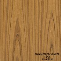China Engineered Teak Wood Veneer Sheet Faced Fancy Panel Crown Grain 0.55mm Thickness For Cabinet TK-829C/1641C for sale