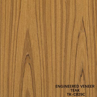 China Engineered Teak Wood Veneer Sheet Faced Fancy Panel Crown Grain 0.55mm Thickness For Cabinet TK-829C/1641C for sale