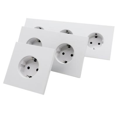 China EU Standard Black Metal Panel Electrical Home Wall Outlet Germany Socket With Grounding for sale