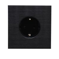 China EU Standard Black Metal Panel Electrical Home Wall Outlet Germany Socket With Grounding for sale