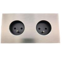 China Factory Sale 1/2 Gang Double French Plug Aluminum Panel 16A Grounded Wall Sockets Outlets IP21 Luxury Style for sale