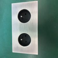 China Factory Sale 1/2 Gang Double French Plug Aluminum Panel 16A Grounded Wall Sockets Outlets IP21 Luxury Style for sale