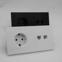 China Double France Aluminum Panel Wall Electrical Socket and EU US Power Plug Outlet for Vimar or legrand Socket Module for sale