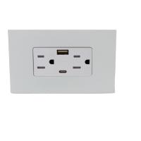 China 20A 125V US Aluminum Outlet Receptacle Ground Fault Protection 18W Dual USB Ports CE ROHS Certified IP21 Rated Luxury Style for sale
