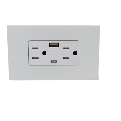 China 20A 125V US Aluminum Outlet Receptacle Ground Fault Protection 18W Dual USB Ports CE ROHS Certified IP21 Rated Luxury Style for sale