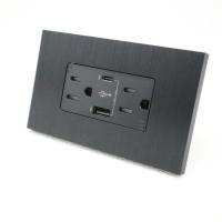 China 20A 125V US Aluminum Outlet Receptacle Ground Fault Protection 18W Dual USB Ports CE ROHS Certified IP21 Rated Luxury Style for sale