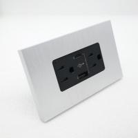 China 20A 125V US Aluminum Outlet Receptacle Ground Fault Protection 18W Dual USB Ports CE ROHS Certified IP21 Rated Luxury Style for sale