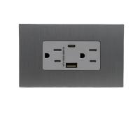 China 20A 125V US Aluminum Outlet Receptacle Ground Fault Protection 18W Dual USB Ports CE ROHS Certified IP21 Rated Luxury Style for sale