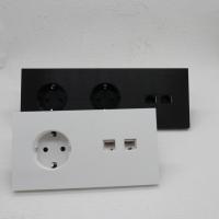 China EU Standard 16A Luxury Aluminum Panel Wall Socket with EU/US Plug USB TV Port RJ45 Type C IP20 Easy Installation for sale