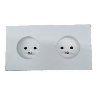 China Double French or European Schuko Aluminum Wall Electrical Socket Power Outlets 16A Rated Current for Vimar or for Legrand Module for sale