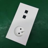 China Double French or European Schuko Aluminum Wall Electrical Socket Power Outlets 16A Rated Current for Vimar or for Legrand Module for sale