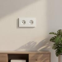 China Double French or European Schuko Aluminum Wall Electrical Socket Power Outlets 16A Rated Current for Vimar or for Legrand Module for sale