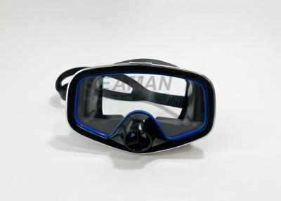 China Freediving Spearfishing Mask with Nose Purge Valve Single Window Tempered Glass Lens 180° View for sale
