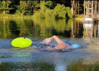 China Inflatable Swim Buoy Float 48x29cm 12KG Buoyancy for Open Water Swimming Triathlon Safety for sale