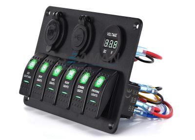 China 6 Gang Marine Rocker Switch Panel 15A IP68 Waterproof LED Backlit Circuit Breaker for Boat RV Car for sale