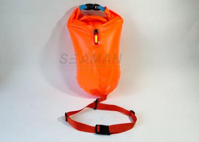 China 20L Inflatable Swim Buoy Float Tow with Rechargeable LED Light Dry Bag for Open Water Swimmers for sale
