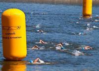 China Inflatable Swim Buoy 1.5m Dia PVC Tarpaulin 100-500kg Capacity for Triathlon Racing for sale