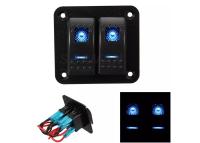 China 2 Gang Waterproof Marine Rocker Switch Panel 12V 24V for Boat RV Truck for sale