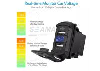 China 12V 24V 2 Gang Waterproof Rocker Switch Panel with Dual USB Charger 4.8A Voltmeter for Marine Boat RV for sale