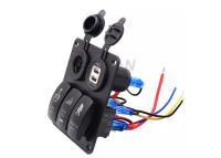 China 12V 24V 3 Gang Marine Rocker Switch Panel with USB Charger and Cigar Lighter IP65 for sale
