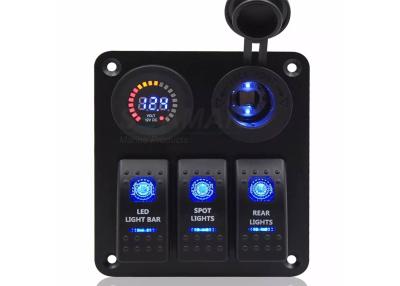 China 3 Gang Boat Rocker Switch Panel 12V 20A Aluminum Marine RV Truck with USB Charger and Voltmeter for sale