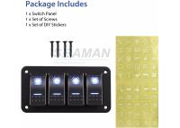 China 4 Gang Marine Rocker Switch Panel Waterproof IP65 12V 24V 5 Pin On Off Toggle Blue LED Light for sale