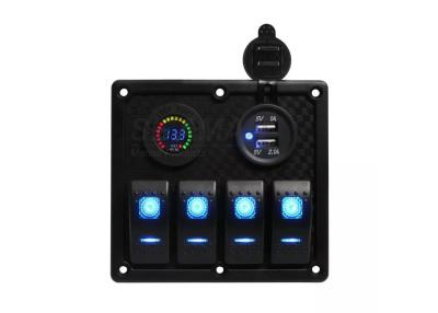 China 12V 24V 4 Gang Marine Boat Switch Panel Box with Dual USB Charger IP65 Waterproof for sale