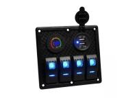 China 12V 24V 4 Gang Marine Boat Switch Panel Box with Dual USB Charger IP65 Waterproof for sale