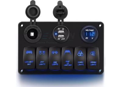 China 6 Gang LED Rocker Switch Panel Marine Boat 12V 24V Waterproof IP65 Pre-wired for sale